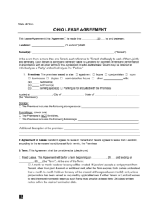 Ohio Rental Lease Agreement Form | Legal Templates