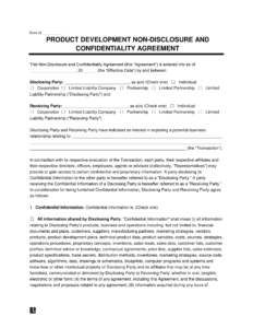 Free Product Development Non-Disclosure Agreement | PDF & Word