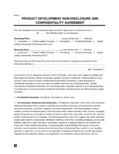 Free Product Development Non-Disclosure Agreement | PDF & Word