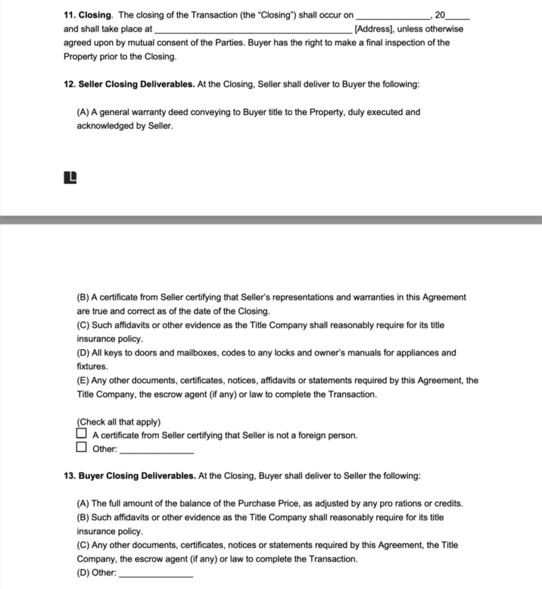 Real Estate Purchase Agreement Template | PDF & Word Download | BoloForms