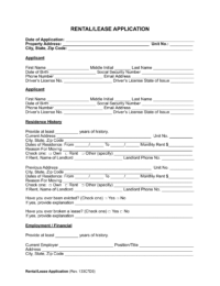 Free Rental Application Form | PDF & Word