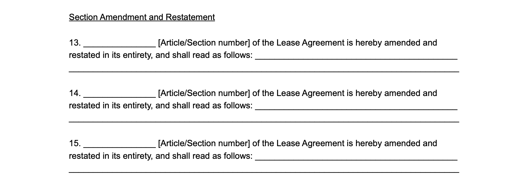 Free Lease Amendment Template | PDF & Word