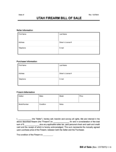 Free Utah Firearm Bill of Sale Form | PDF & Word