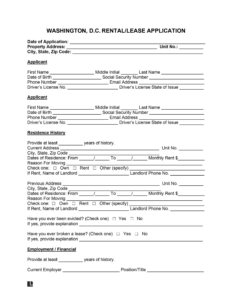 Free Washington, D.C. Rental Application Form | PDF & Word
